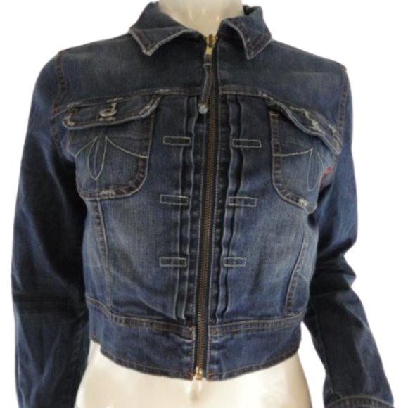 Level 99 | Jackets & Coats | Level 99 9s Cropped Denim Jacket Blue Si ...